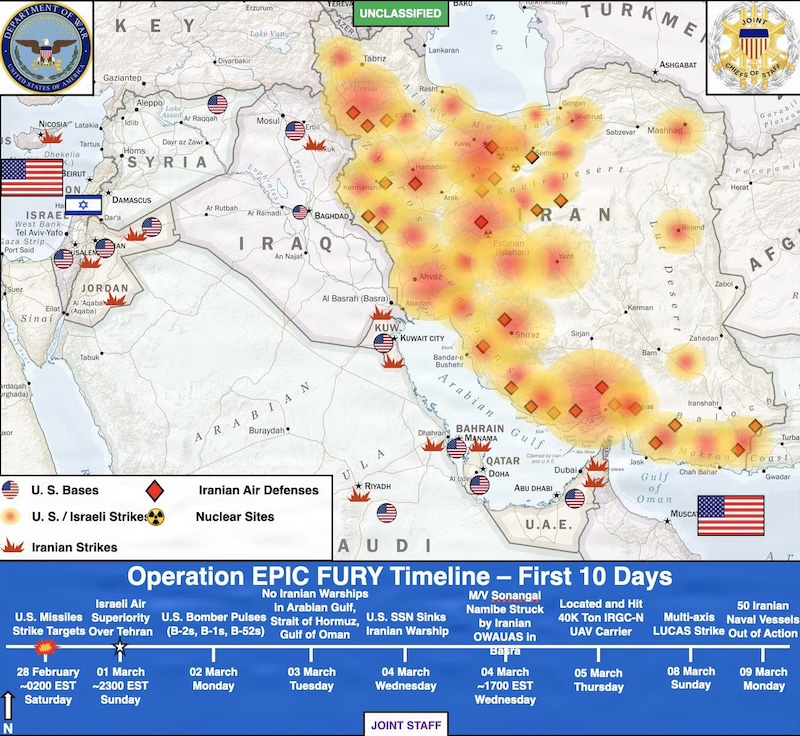 Hegseth Says U.S. Attacks Intensify Under Epic Fury, While Iranian ...